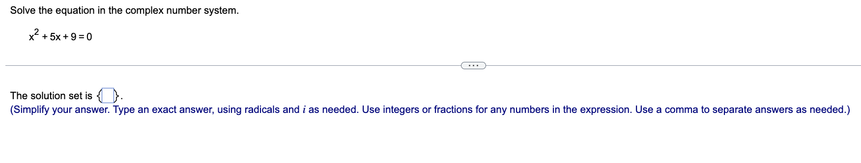 Solved Solve the equation in the complex number system. | Chegg.com