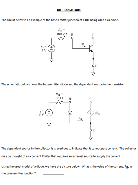 Solved The circuit below is an example of the base-emitter | Chegg.com