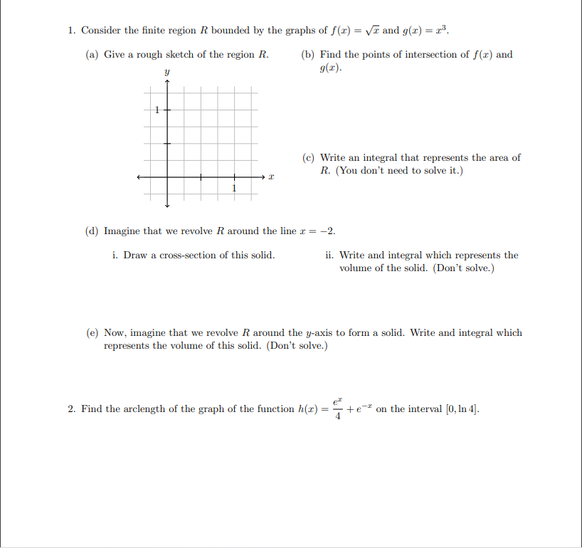 Solved 1. Consider the finite region R bounded by the graphs | Chegg.com