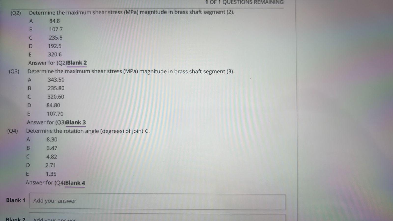 Solved (Q2) Determine the maximum shear stress (MPa) | Chegg.com