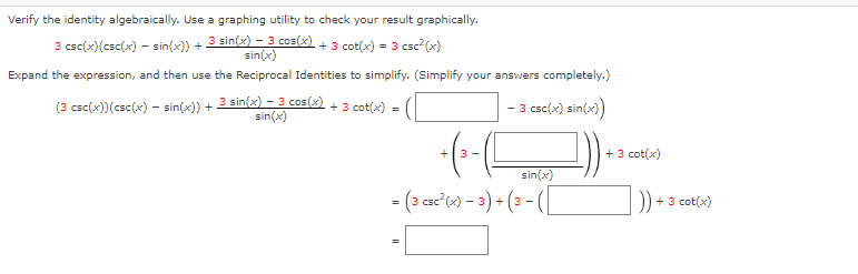 Solved Verify the identity algebraically. Use a graphing | Chegg.com