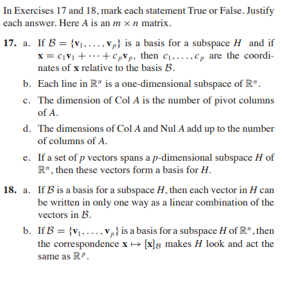 Solved In Exercises 17 and 18, mark each statement True or | Chegg.com