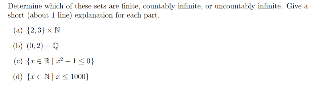Determine which of these sets are finite, countably | Chegg.com