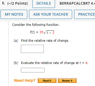 Solved 5. (-12 points] DETAILS BERRAPCALCBR7 4.- MY NOTES | Chegg.com