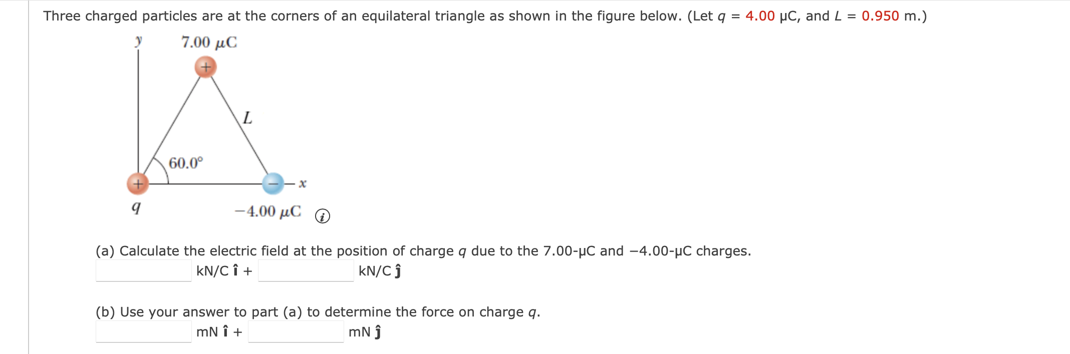 Solved Three charged particles are at the corners of an | Chegg.com