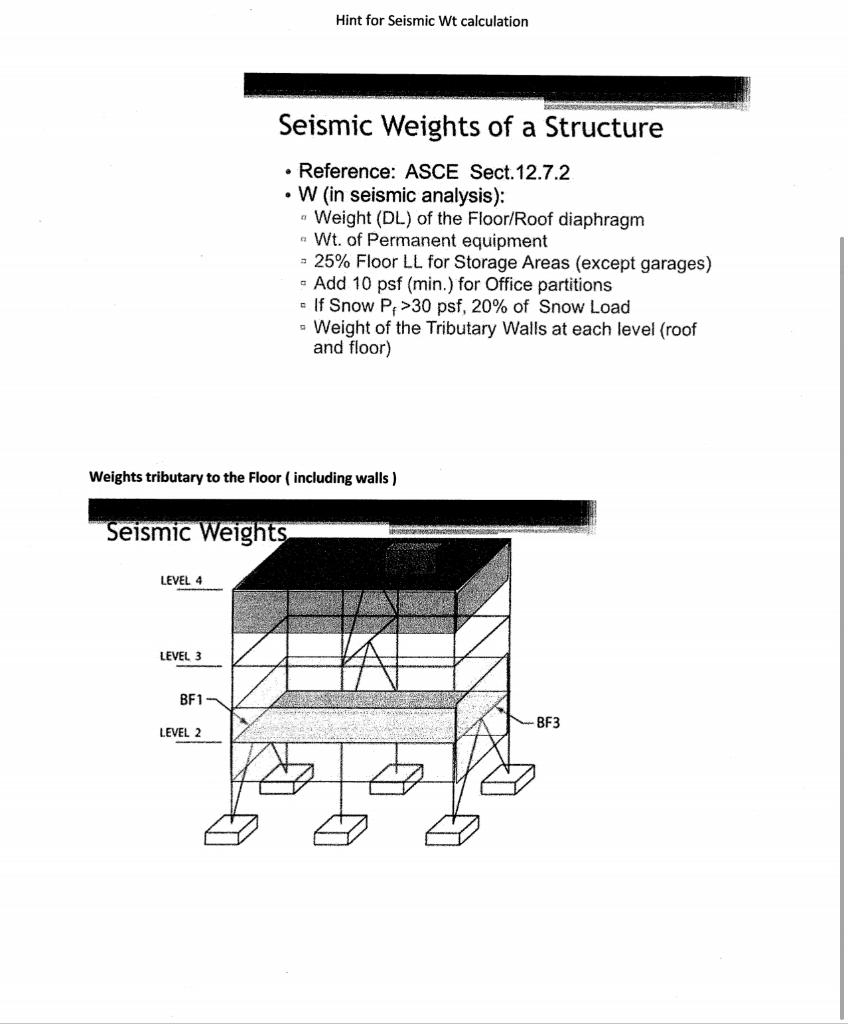 4) For your project calculate seismic weight that is | Chegg.com