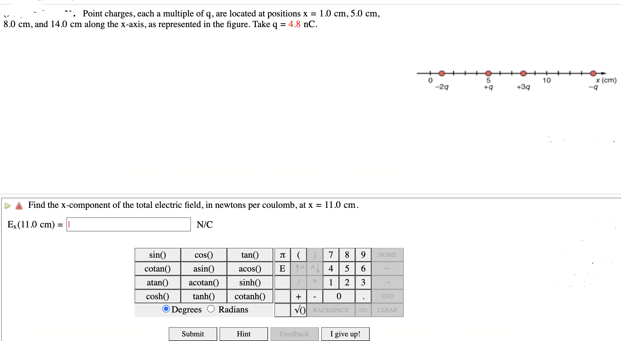 Solved . Point charges, each a multiple of \\( \\mathrm{q} | Chegg.com