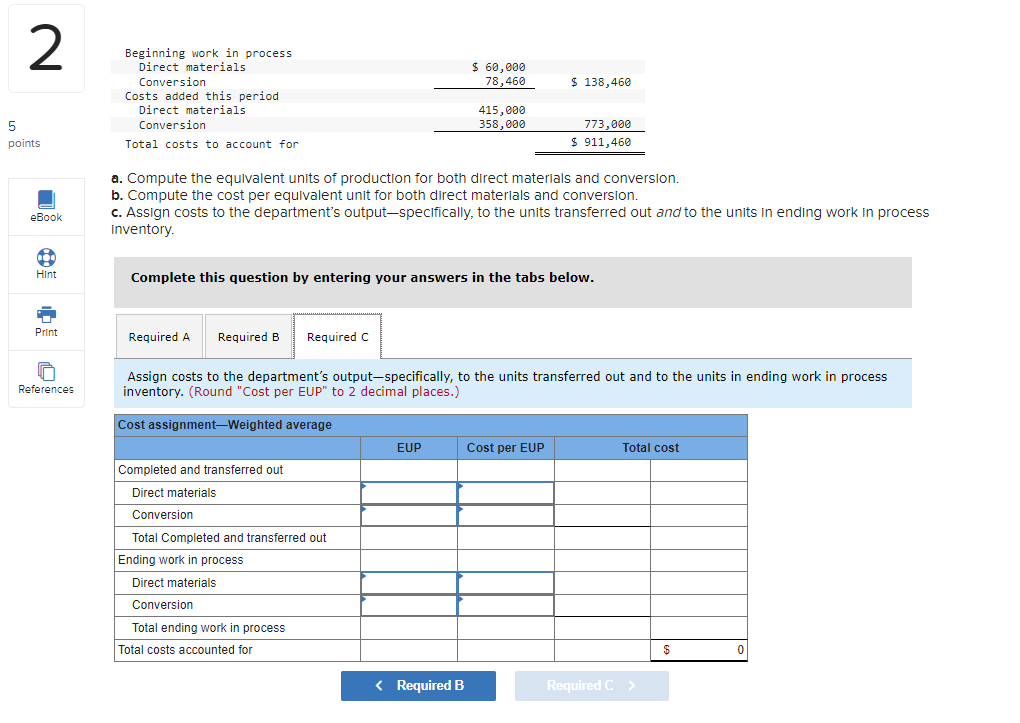 Solved Exercise 16-12 (Algo) Weighted average: Cost per | Chegg.com