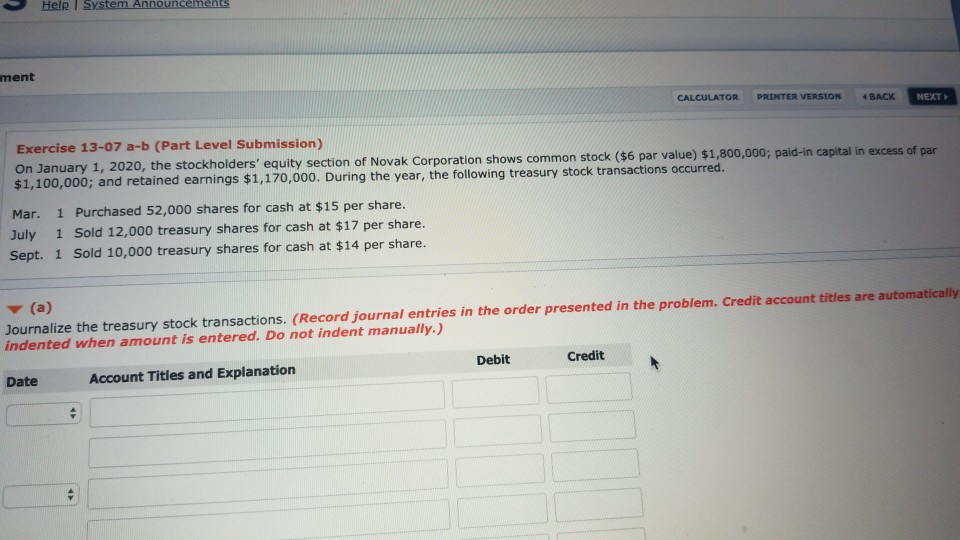 Solved ment CALCULATOR PRINTER VERSION BACK NEXT Exercise | Chegg.com