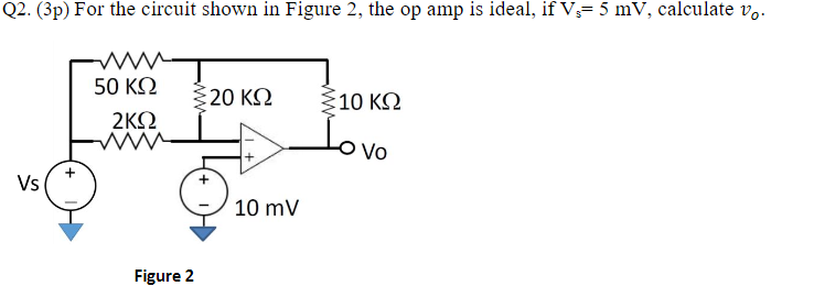 Solved Q2. (3p) For the circuit shown in Figure 2, the op | Chegg.com
