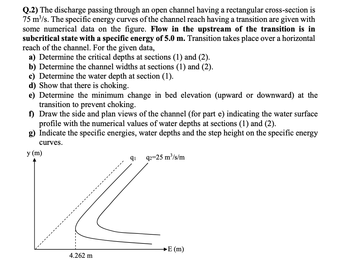 Solved Q.2) ﻿The discharge passing through an open channel | Chegg.com