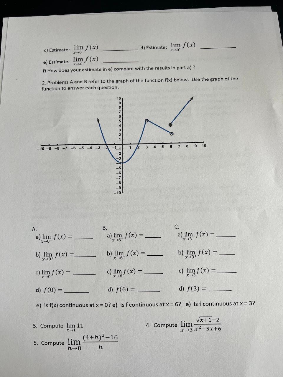 Solved c) Estimate: limx→0−f(x) d) Estimate: limx→0+f(x) e) | Chegg.com