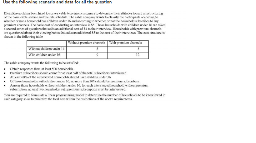 Solved Use the following scenario and data for all the | Chegg.com