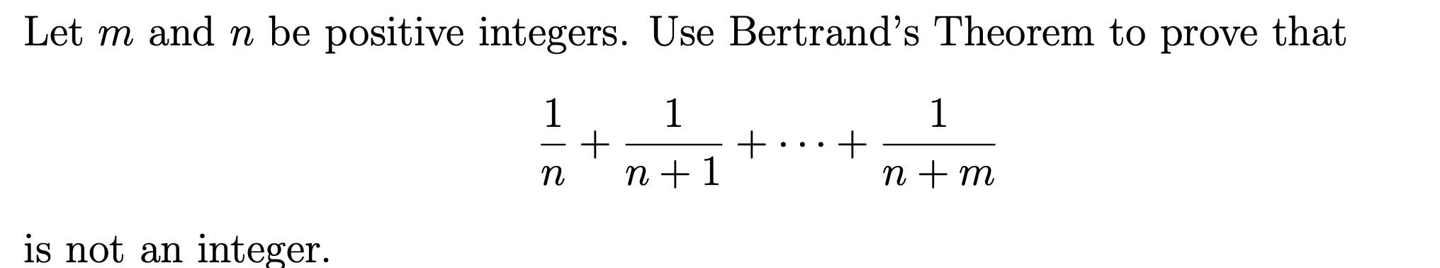 Solved Let m and n be positive integers. Use Bertrand's | Chegg.com