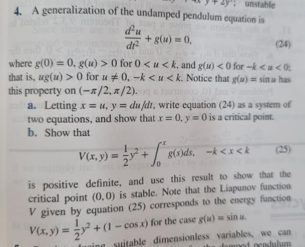 Solved 4. A generalization of the undamped pendulum equation | Chegg.com