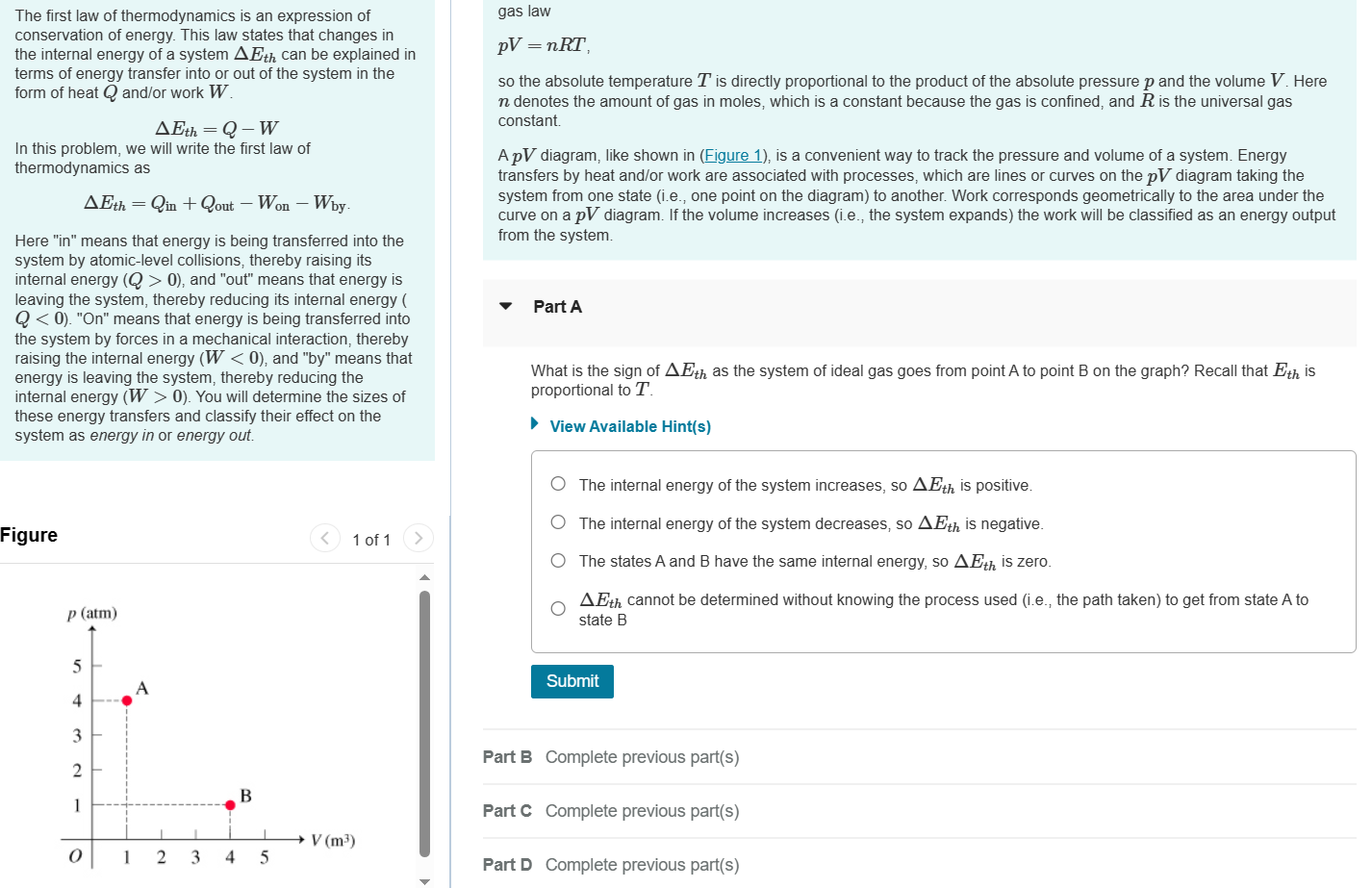 Solved The first law of thermodynamics is an expression of | Chegg.com