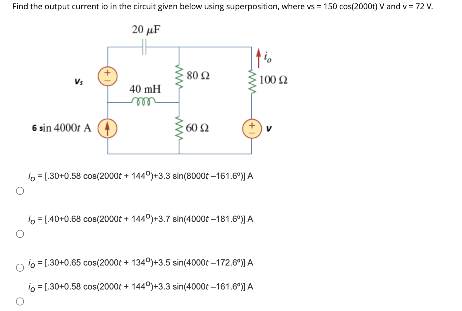 Solved Find the output current io in the circuit given below | Chegg.com
