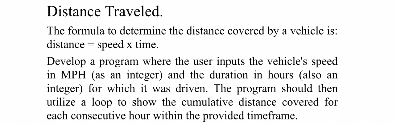 Solved Distance Traveled. The formula to determine the | Chegg.com