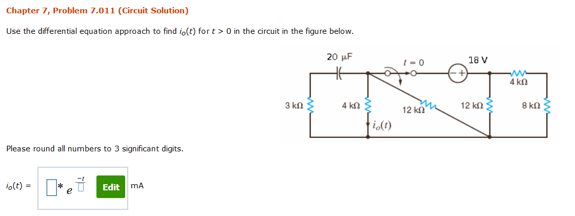 Solved Chapter 7, Problem 7.011 (Circuit Solution) Use the | Chegg.com