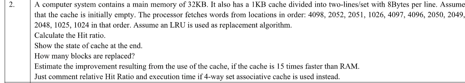 Solved 2. A computer system contains a main memory of 32KB. | Chegg.com