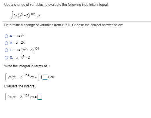 Solved Use a change of variables to evaluate the following | Chegg.com