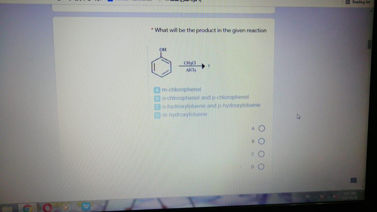Solved El Reading list * What will be the product in the | Chegg.com