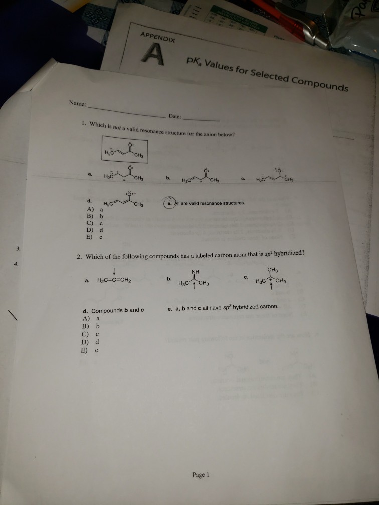 Solved APPENDIX pka Values for Selected Compounds Name: | Chegg.com