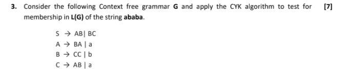 Solved [7] 3. Consider the following Context free grammar G | Chegg.com