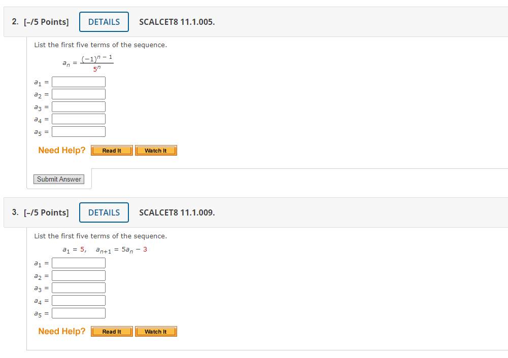Solved List the first five terms of the sequence. | Chegg.com