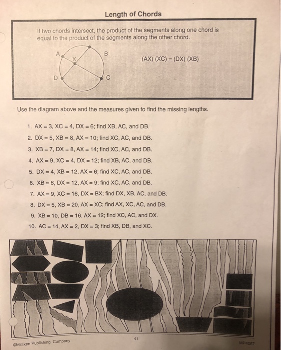 Solved Length of Chords If two chords intersect, the product | Chegg.com