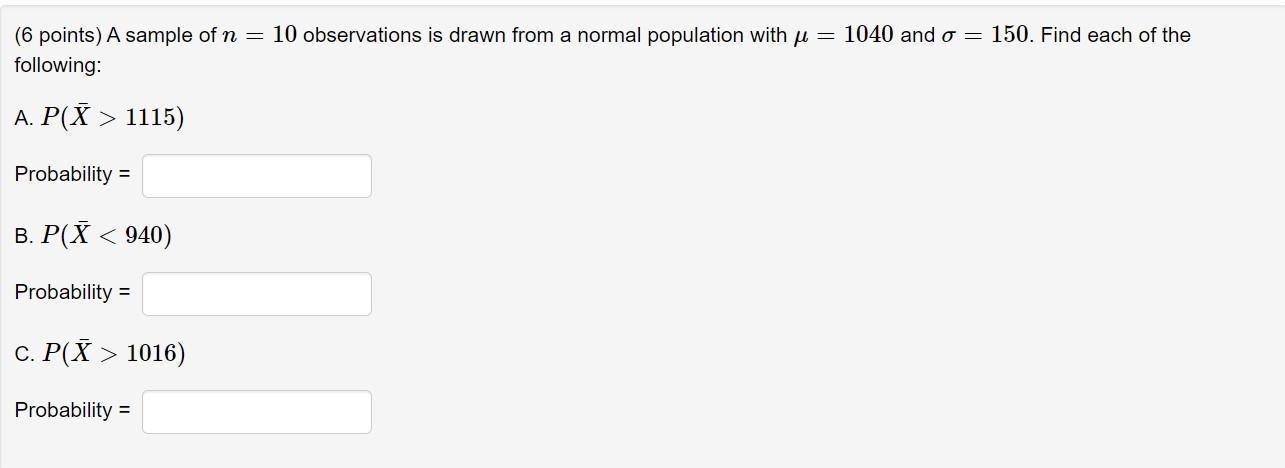 Solved (6 points) A sample of n=10 observations is drawn | Chegg.com