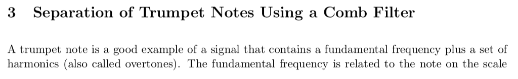 3 Separation of Trumpet Notes Using a Comb Filter A | Chegg.com