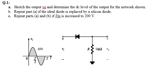 Solved Q.1: a. Sketch the output yg and determine the dc | Chegg.com