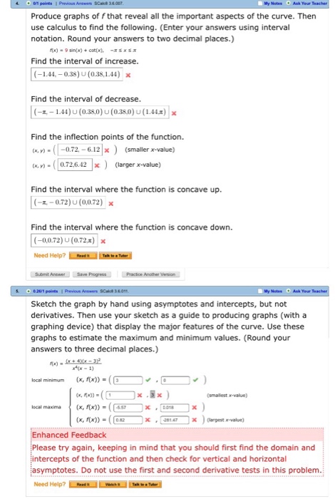 Solved Produce graphs of f that reveal all the important | Chegg.com