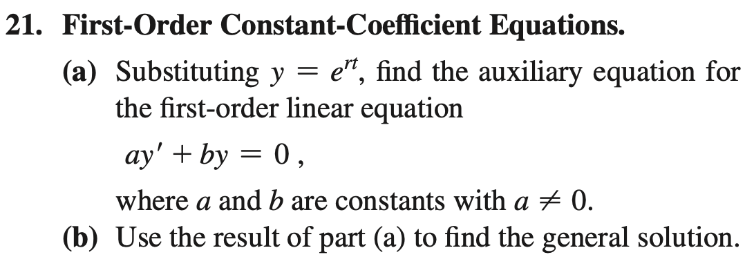 Solved 1. First-Order Constant-Coefficient Equations. (a) | Chegg.com