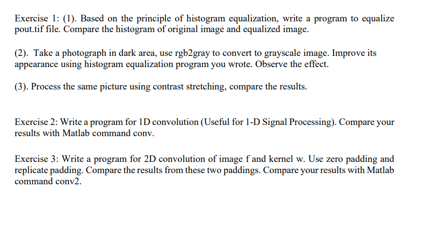 Solved Exercise 1: (1). Based on the principle of histogram | Chegg.com
