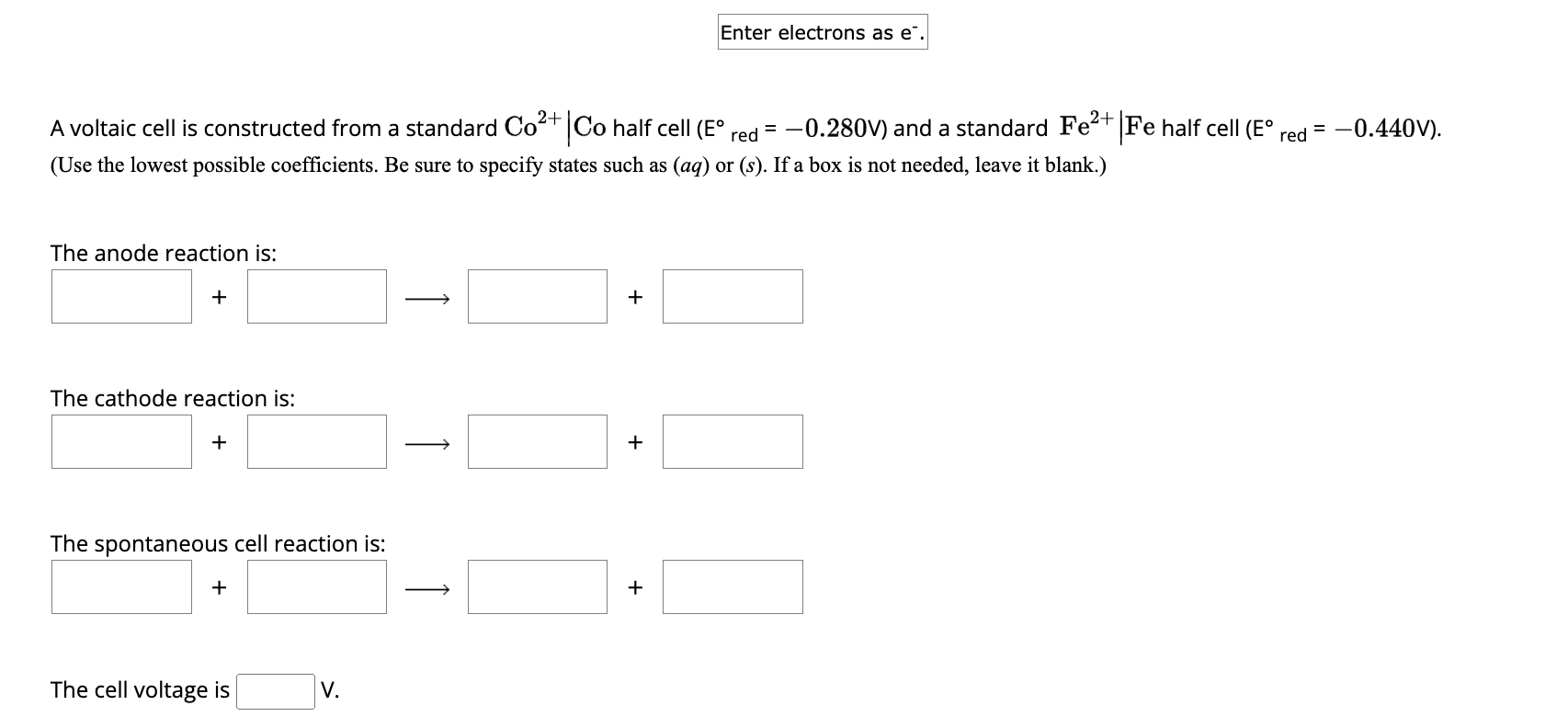 Solved A voltaic cell is constructed from a standard Co2+|Co | Chegg.com