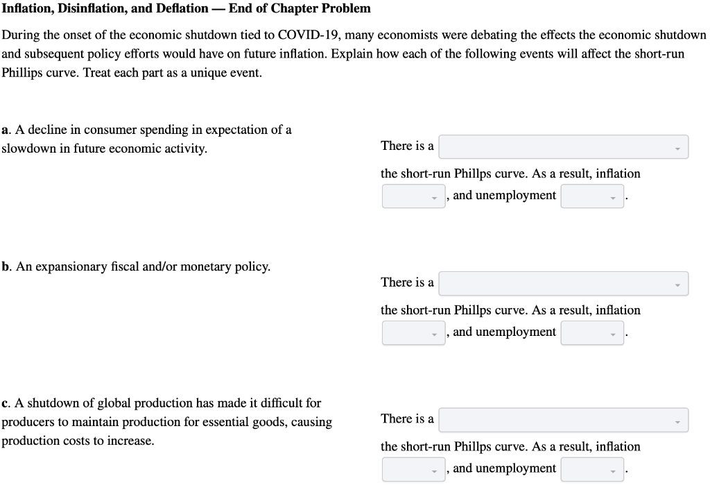 Solved Inflation, Disinflation, and Deflation - End of | Chegg.com