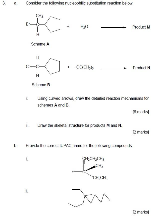 Solved 3. a. Consider the following nucleophilic | Chegg.com