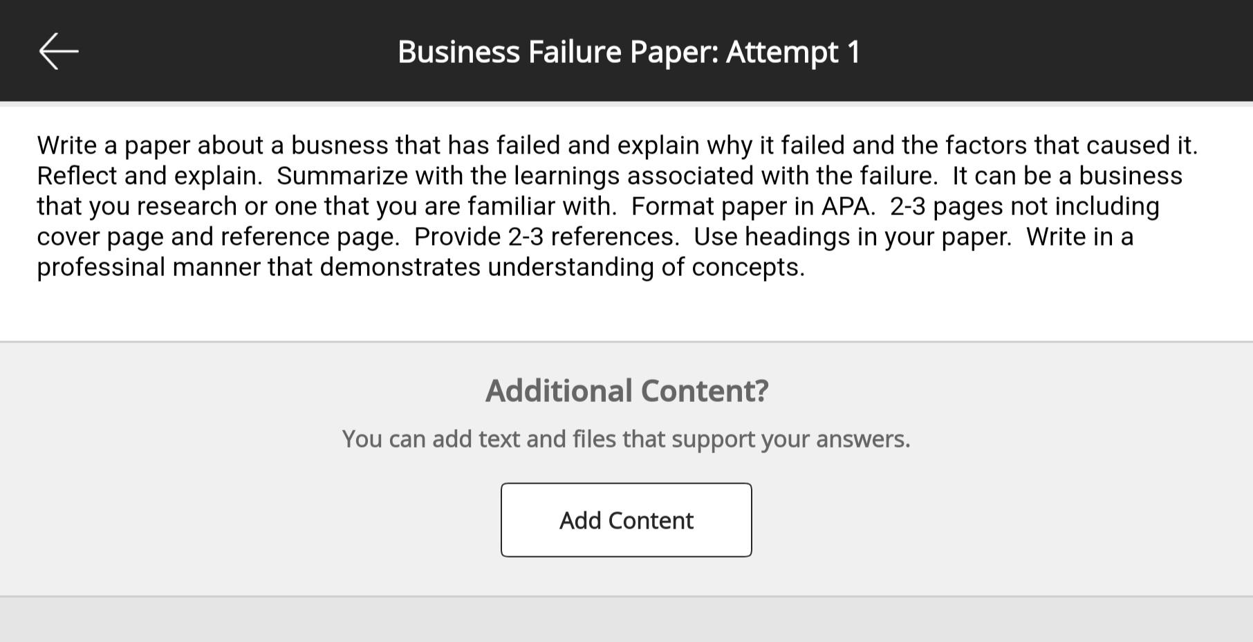 Solved ← Business Failure Paper: Attempt 1 Write a paper | Chegg.com