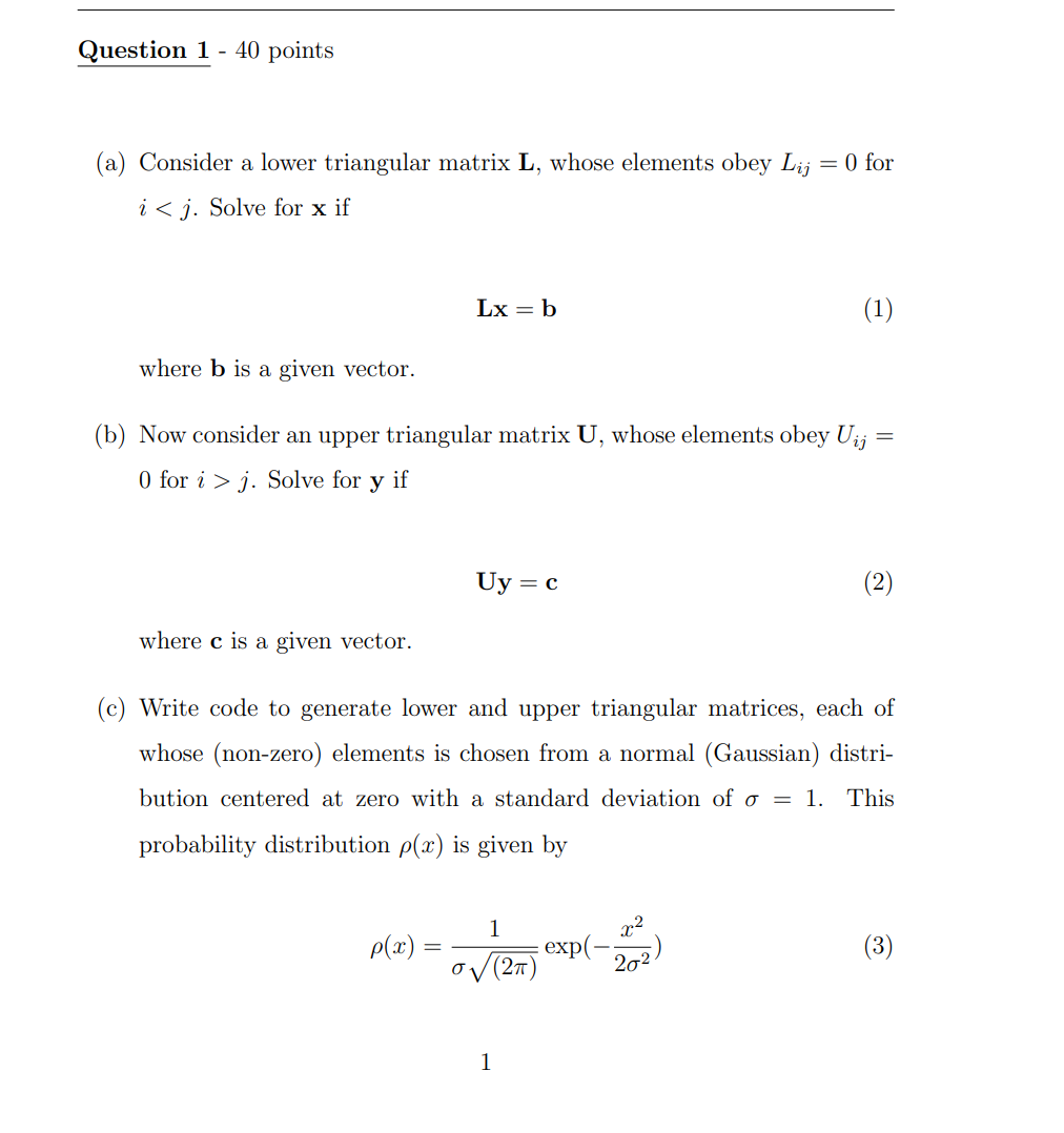 Solved (a) Consider a lower triangular matrix L, whose | Chegg.com