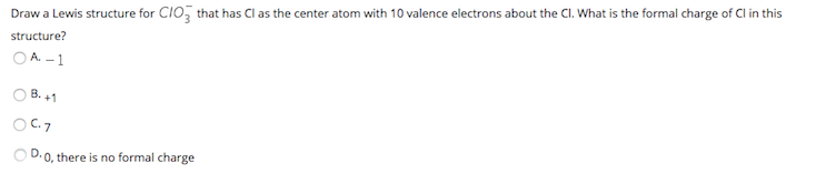 Solved Draw a Lewis structure for CIOg that has Cl as the | Chegg.com