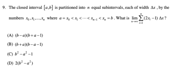Solved 9. The closed interval [a,b] is partitioned into n | Chegg.com
