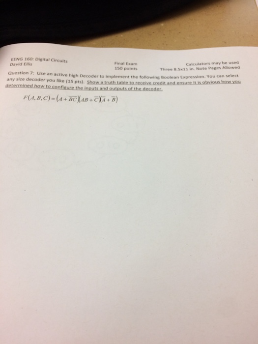 Solved Use an active high Decoder to implement the following | Chegg.com