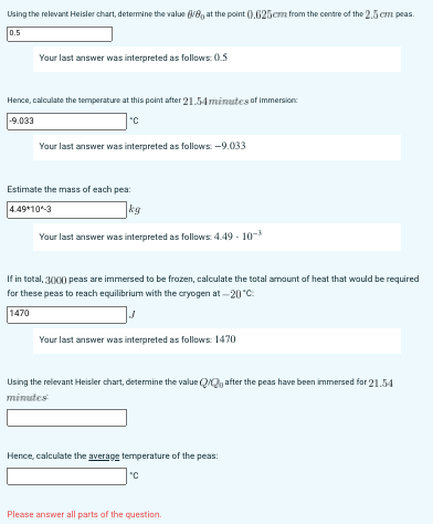 Solved Green peas, at \\( 20^{\\circ} \\mathrm{C} \\), are | Chegg.com
