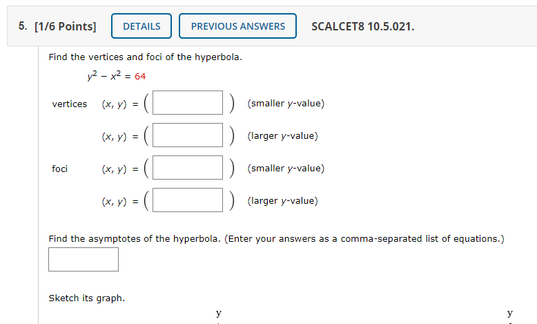 Solved 5. [1/6 Points] DETAILS PREVIOUS ANSWERS SCALCET8 | Chegg.com