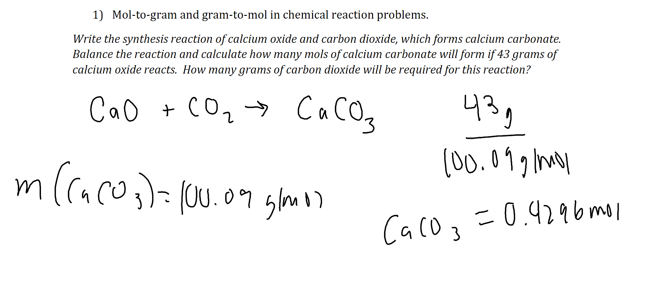 Solved Write the synthesis reaction of calcium oxide and | Chegg.com