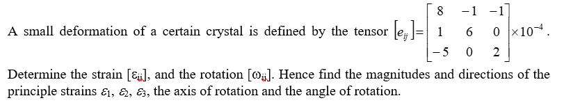 Solved A small deformation of a certain crystal is defined | Chegg.com