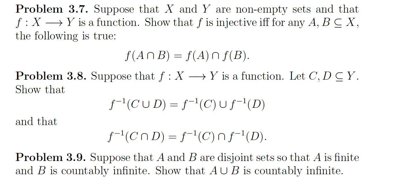 Solved Problem 3.7. Suppose that X and Y are non-empty sets | Chegg.com