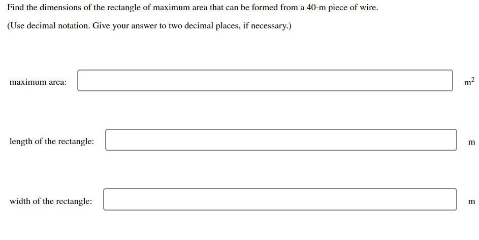 Solved Find the dimensions of the rectangle of maximum area | Chegg.com